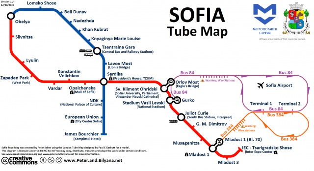 svejo.net | Sofia Tube Map (Карта на столичното метро)